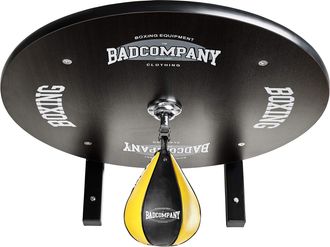 Bad Company Supreme Speedball Plattform Set inkl. Drehkugellagerung schwarz und PU Boxbirne medium schwarz/gelb - Boxapparat f&uuml;r die Wandmontage BCA-39