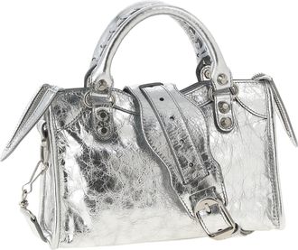Balenciaga Lambskin Leather Top Handle Bag - Silver
