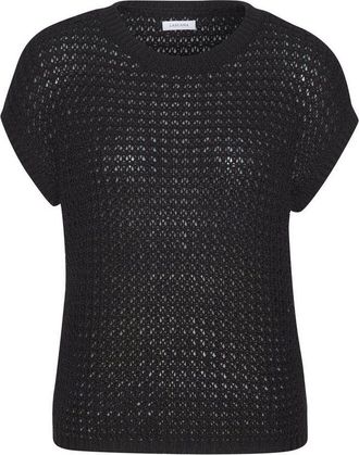 s.Oliver Kurzarmpullover mit weitem Rundhalsausschnitt und sommerlich, elegantem Strick