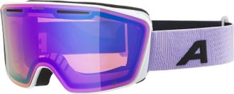 Alpina NENDAZ Q-LITE - verspiegelte, kontrastverstärkende OTG Skibrille mit 100% UV-Schutz für Erwachsene - white-lilac matt - one size
