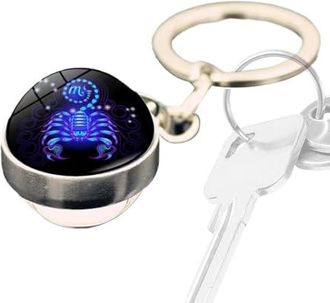 Generico Constelations Charm - Cha&icirc;ne de touches pendentif boule brillante sur la cha&icirc;ne cl&eacute; fonc&eacute;e | Constellation Key Chains | Porte-cl&eacute;s convexe boule en ve