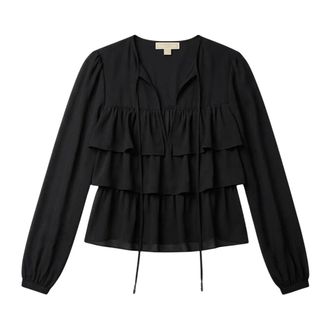 Michael Kors Stufen-Georgette-Bluse - - Blouses & Shirts - Damen - Schwarzk - M