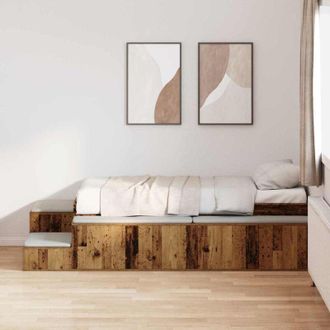 vidaXL Cadre de lit avec rangement Bois ancien 244 x 127 x 53.5 cm Vidaxl