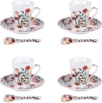 Table Passion Table Passion - Coffret 4 tasses avec cuill&egrave;res 16 cl Flor