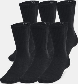 Under Armour Essential Crew-Socken im 6er-Pack, unisex Schwarz / Schwarz / Castlerock XL