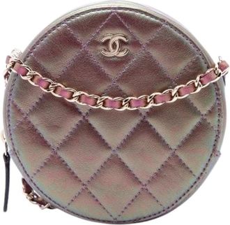 Chanel Sac bandouli&egrave;re matelass&eacute; en cuir dagneau iris&eacute; Pre-owned - Femme - Pre-owned - Violet - Taille: ONE Size
