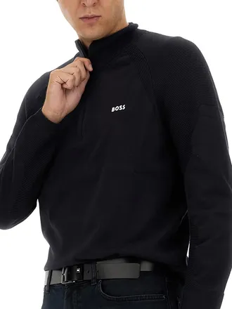 HUGO BOSS Logo-Embroidered Cotton Sweatshirt - Blue