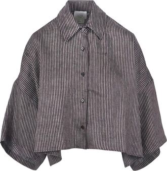 Alysi Femme, Blouses et Chemises, Multicolore, Taille: 36 FR Cropped Striped Shirt