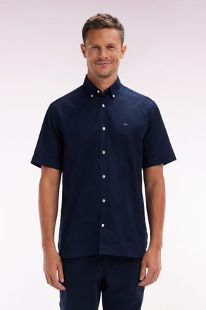 Eden Park Chemise &Agrave; Manches Courtes En Popeline De Coton Marine Broderie Dos Cercl&eacute;e Ciel