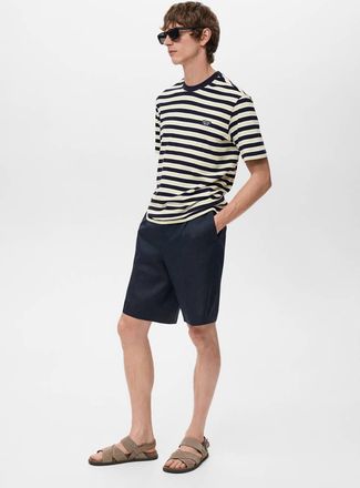 Mango T-shirt regular-fit 100 % coton rayures bleu marine - Homme - XXL - MANGO MAN