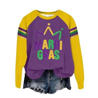 Generic Sweat-shirt &agrave; manches longues et col rond pour femme - Style d&eacute;contract&eacute; - Col rond - Pour femme, violet, XXL