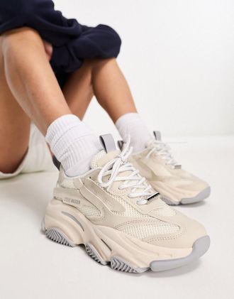 Steve Madden Possession-E - Baskets &agrave; semelle chunky - Gris/bleu-Blanc