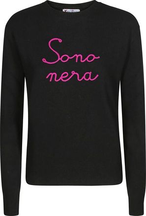 MC2 Saint Barth Femme, Pulls, Noir, Taille: 36 FR Pull en laine avec impression frontale