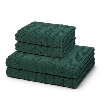 ROSS 4 teiliges Frottier-Set - Sensual Skin - Zopf-Muster (2 X Handtuch 2 X Duschtuch im Set) - 500 g/m2 - Baumwolle - Walkfrottee - saugstark - weich und 