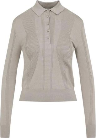 Dries Van Noten Femme, Tops, Gris, Taille: 36 FR Polo en maille c&ocirc;tel&eacute;e