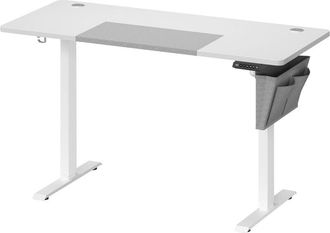 Songmics Songmics - Bureau Assis Debout Électrique, 60 x 140 x (72-120) cm, Table Réglable en Hauteur, Mémoire 4 Hauteurs, Pochette, Cadre en Acier, Dessus