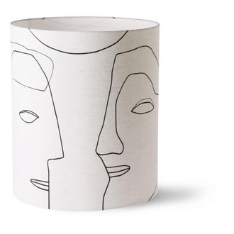 HKliving Abat-jour cylindre Visage en lin HKliving