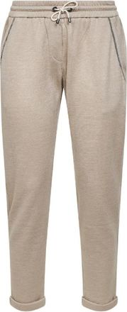 Brunello Cucinelli Femme, Pantalons, Beige, Taille: 36 FR Pantalon &agrave; Cordon de Serrage