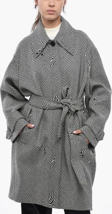 Stella McCartney Mantel Aus Wolle Mit Fischgr&auml;tmuster Und G&uuml;rtel Stella McCartney