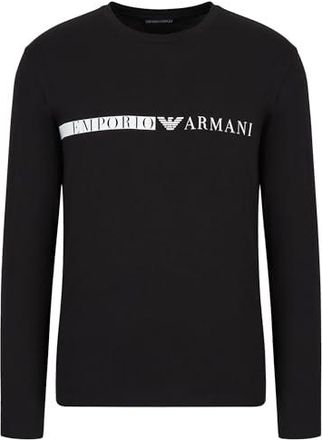 Emporio Armani T-shirt pour homme 111984 2F525, manches longues, col rond, Noir, Medium