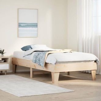 vidaXL Vidaxl - Cadre de lit simple 75x190 cm en bois de pin massif - Sommier &agrave; lattes inclus - Espace de rangement sous le lit - Stable et durable