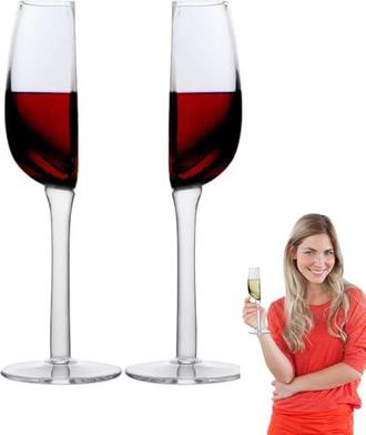 Generic Lot de 2 verres à vin en forme de moitié - 140 ml - Verres à vin fantaisie coupés en deux, verre à vin rouge à longue tige, verre à vin semi-circulair