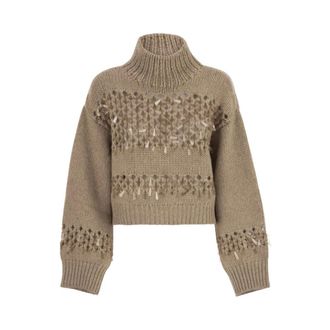 Brunello Cucinelli Femme, Pulls, Beige, Taille: 40 FR Cashmere Turtleneck Jumper