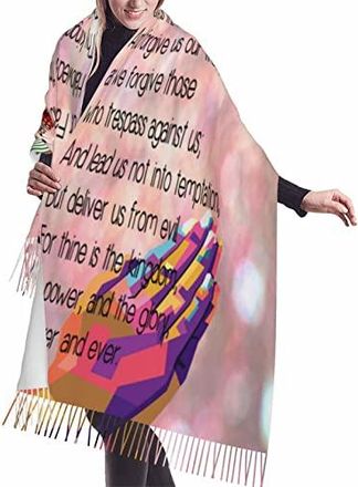 Generic Verset Du Notre Père - Illustration Du Dimanche - Verset Biblique 06 Glands Foulard Doux Echarpe Cadeau Élégant Étole Châle De Femme