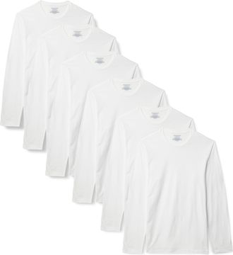 Amazon Essentials Herren Langarm-Unterhemd Aus Baumwolle, 6er-Pack, Wei&szlig;, XXL