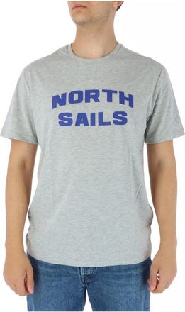 North Sails Graues Baumwoll Rundhals T-Shirt - - Tops - Herren - Grau - L
