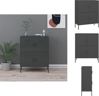 vidaXL Lagerschrank Anthrazit 80x35x101,5 cm Stahl - Schrankschubladen - Metallschrank - Anthrazit Schrank - Stahlschrank - Lagerraum