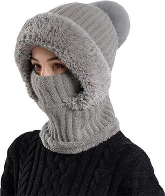 Generic Bonnet tricot&eacute; pour Femme, Ensemble 3 &eacute;charpes Chaudes pour lhiver et lautomne, Robe dhiver am&eacute;lior&eacute;e, Gris, Taille Unique