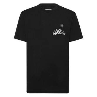 Philipp Plein Bedrucktes T-Shirt mit Rundhalsausschnitt Signature - - Tops - Herren - Schwarzk - XL