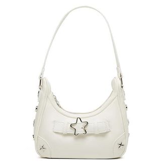 Generic Kexpery Star Rivet Buckle Sac Hobo Croissant Couleur Unie Petit Sac de Voyage Sacoche Porte-Monnaie pour Femmes