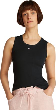Tommy Jeans Damen Tank Top Essential Rib Slim Fit, Schwarz (Black), XL