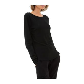 Juvia Femme, Tops, Noir, Taille: 34 FR T-shirt à Manches Longues en Modal Coton Noir