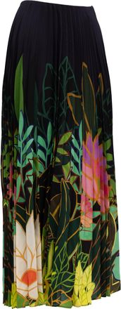 Valentino Garavani Womens Pleated Floral Maxi Skirt Black