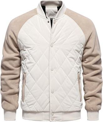 Generic Blouson bomber matelass&eacute; diamant pour homme avec rembourrage l&eacute;ger, doublure Sherpa