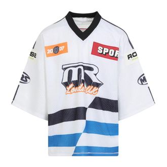 Martine Rose Homme, Tops, Blanc, Taille: XL T-shirt Hockey Oversize