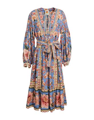 Farm Rio SUPERBLOOM TAPESTRY BLUE MIDI DRESS