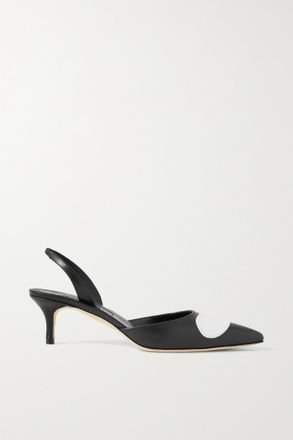 Manolo Blahnik Escarpins À Brides Arrière En Cuir Bicolore Scusli 50 - Noir