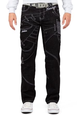 Kosmo Lupo Herren Jeans KM130-1 Schwarz W32/L32