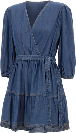 HUGO BOSS Femme, Robes, Bleu, Taille: 44 FR Crossover V-Neck Short Dress