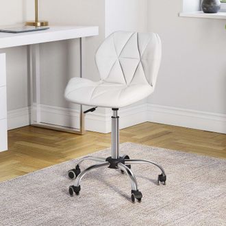 Home Discount Geo Chaise de Bureau Cuir Synthétique Réglable Fauteuil Bureau Ordinateur Siège Pivotant Rembourré H 96 x L 47.5 x P 49 cm, Blanc