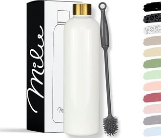 Milu Gourde Isotherme - Bouteille Isotherme - 1L - Gourde INOX Bouche Standard - Gourde Sport &Eacute;tanche - Gourde Enfant sans BPA - Brosse de nettoyage inclus