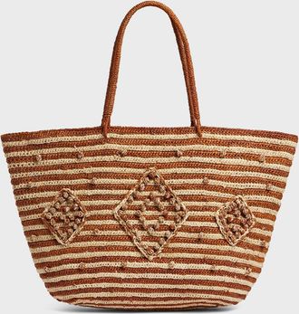 Gerard Darel Panier en raphia ray&eacute; - ANOUK - Camel