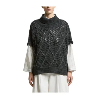 PESERICO Femme, Pulls, Noir, Taille: 38 FR Pull &agrave; col roul&eacute;