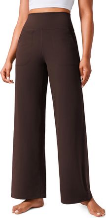 CRZ YOGA Butterlift Damen Weites Bein Hose mit Taschen - 79cm Yogahose Stretch Jogginghose Freizeithose Sporthose Hei&szlig;es Fudge-Brown 36