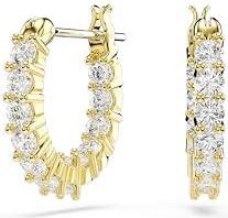 Swarovski Anneaux doreilles de la collection Matrix Vittore, composés de cristaux incolores de taille ronde, placage de ton or