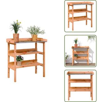vidaXL Pflanztisch mit Ablagen Braun 78x38x82,5 cm Massivholz Tanne - Holz Pflanzenst&auml;nders - Gartenm&ouml;bel - Tannenholzm&ouml;bel - Pflanzt&ouml;pfe - Balkon M&ouml;bel